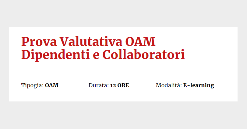Prova Valutativa OAM in e-learning - Multicampus