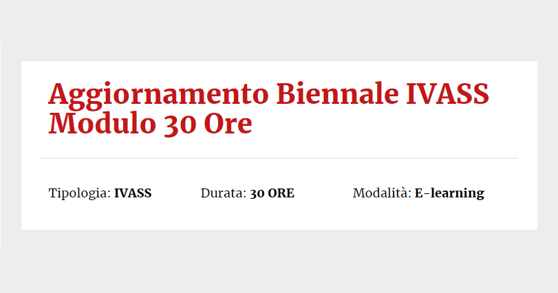 Aggiornamento IVASS 30 Ore - Multicampus
